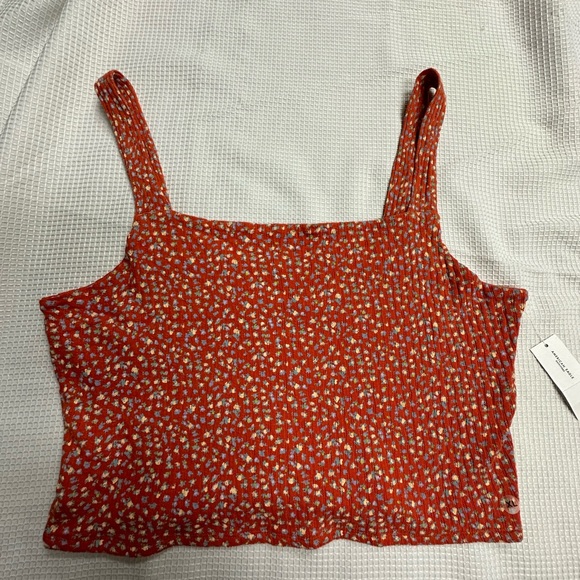 American Eagle Outfitters | Tops | Nwt American Eagle Red Floral Crop ...